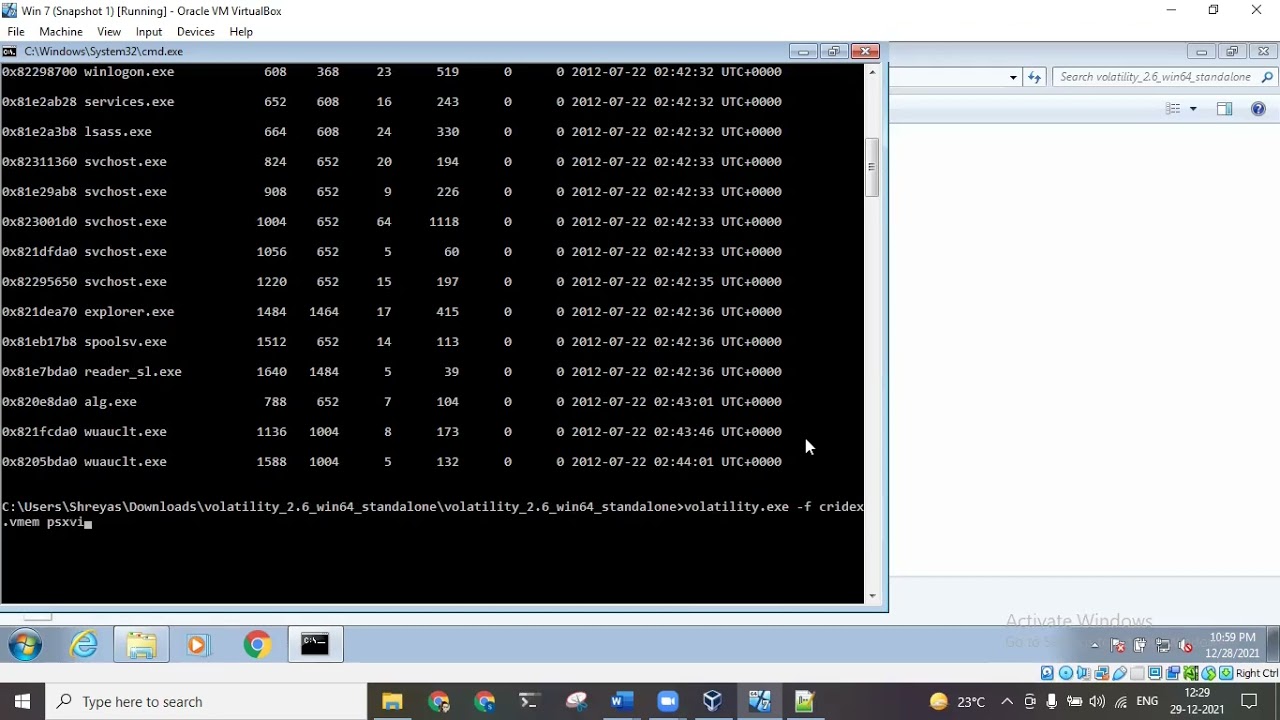 Memory Forensics using Volatility Framework demo with Cridex.vmem