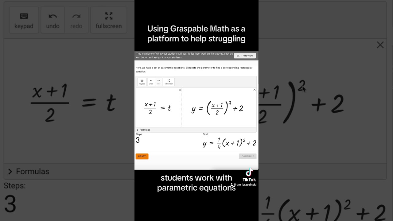 Using Graspable Math to work with Parametric Equations