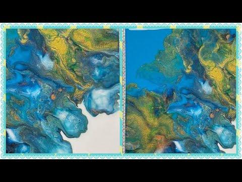 #70- Easy Negative Space, white and blue- acrylic pouring technique- #tereartistry #acrylicpouring