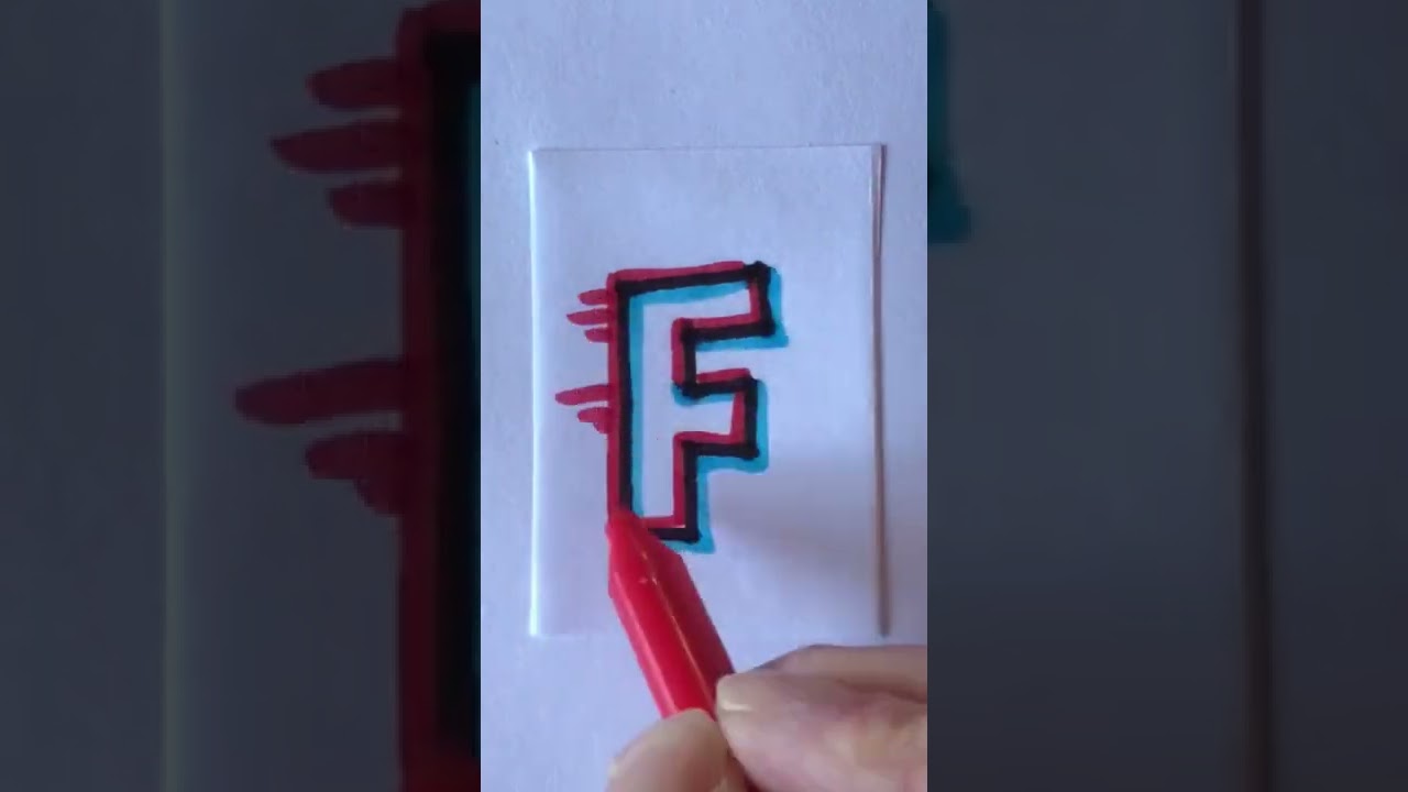 DRAWING GLITCH EFFECT LETTER F ✍️  | Quick And Easy Doodle Ideas | How To Draw Glitch Effect Letters