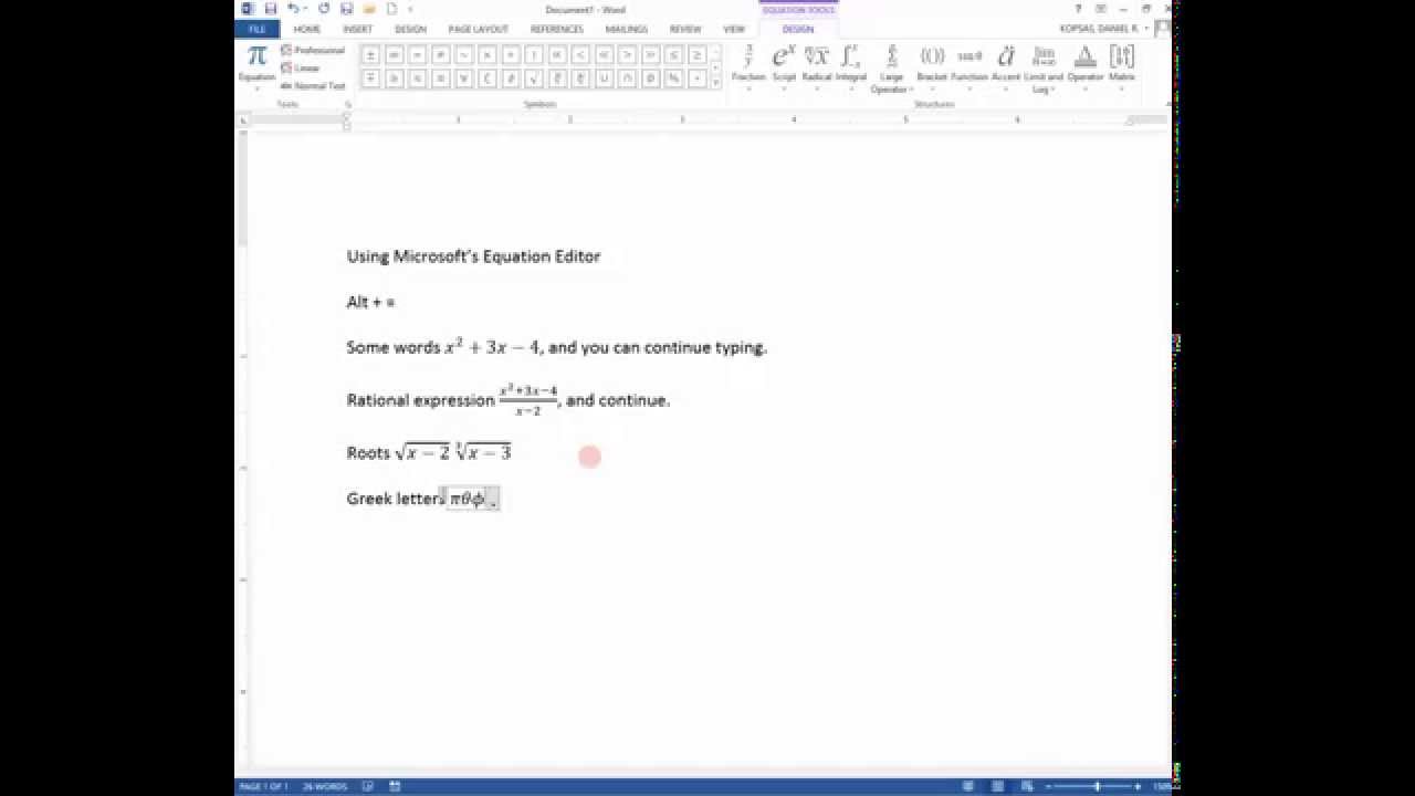 Using Microsoft's Equation Editor Instead of MathType or LaTeX