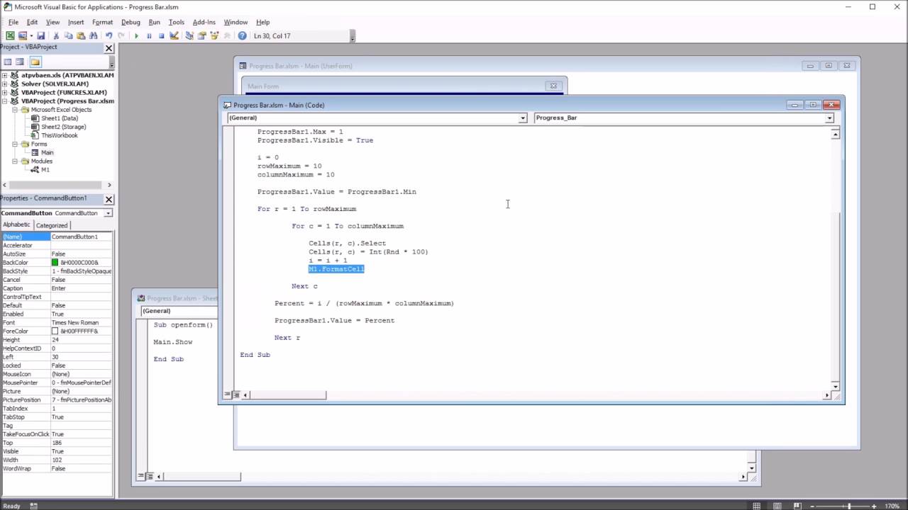 Progress Bar Control on a Userform using Excel VBA
