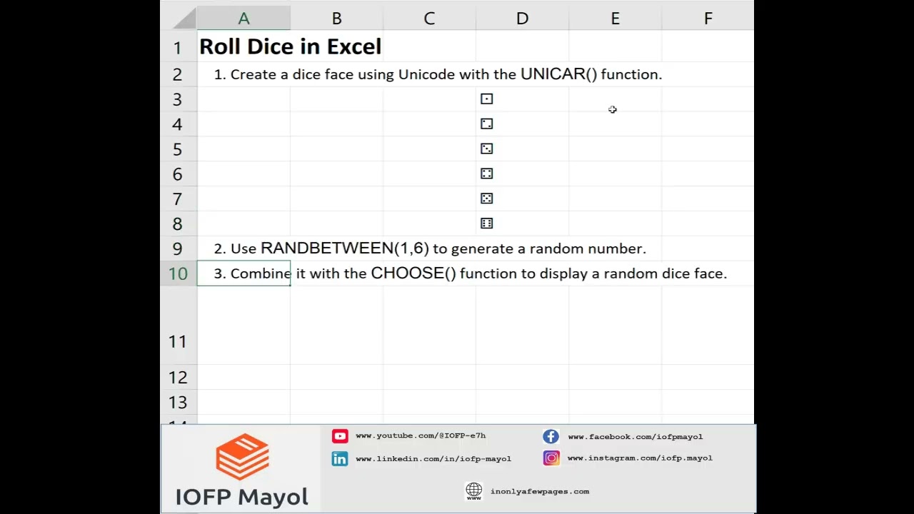 How to Roll Dice in Excel | Random Dice Generator