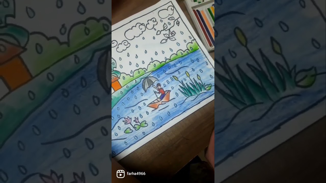 forest scenery oil pastel drawing. #shorts #viral #satisfying #youtubeshorts