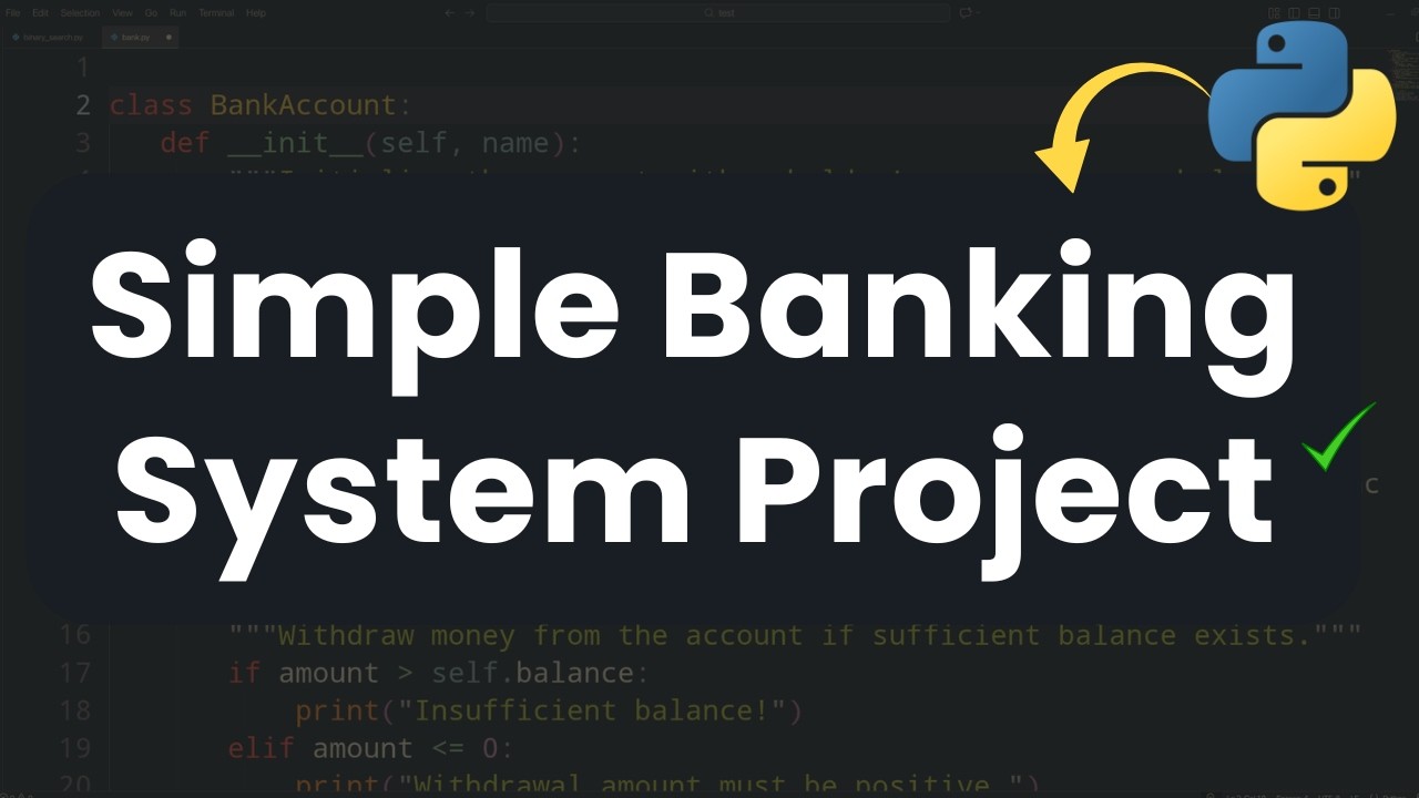Build a Simple Banking System Project in Python | Full Step-by-Step Tutorial