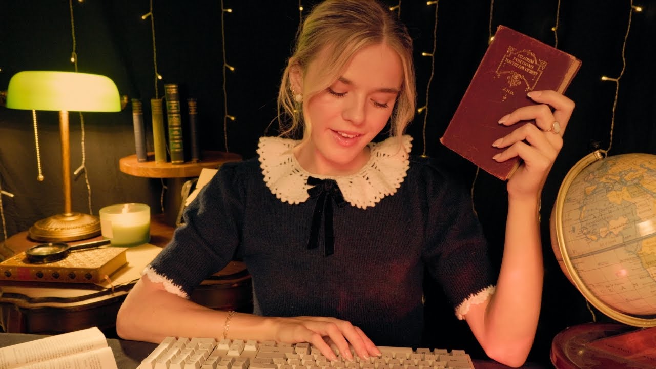 ASMR Library Roleplay 📚 Fireplace Crackle Ambiance For Studying 🪵