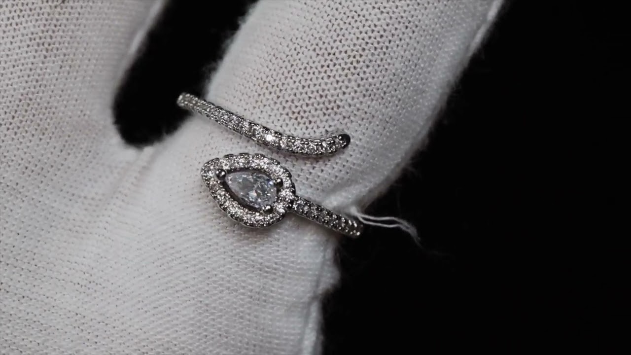 Silver snake diamond engagement ring, womens diamond engagement ring, Snake Diamond Ring