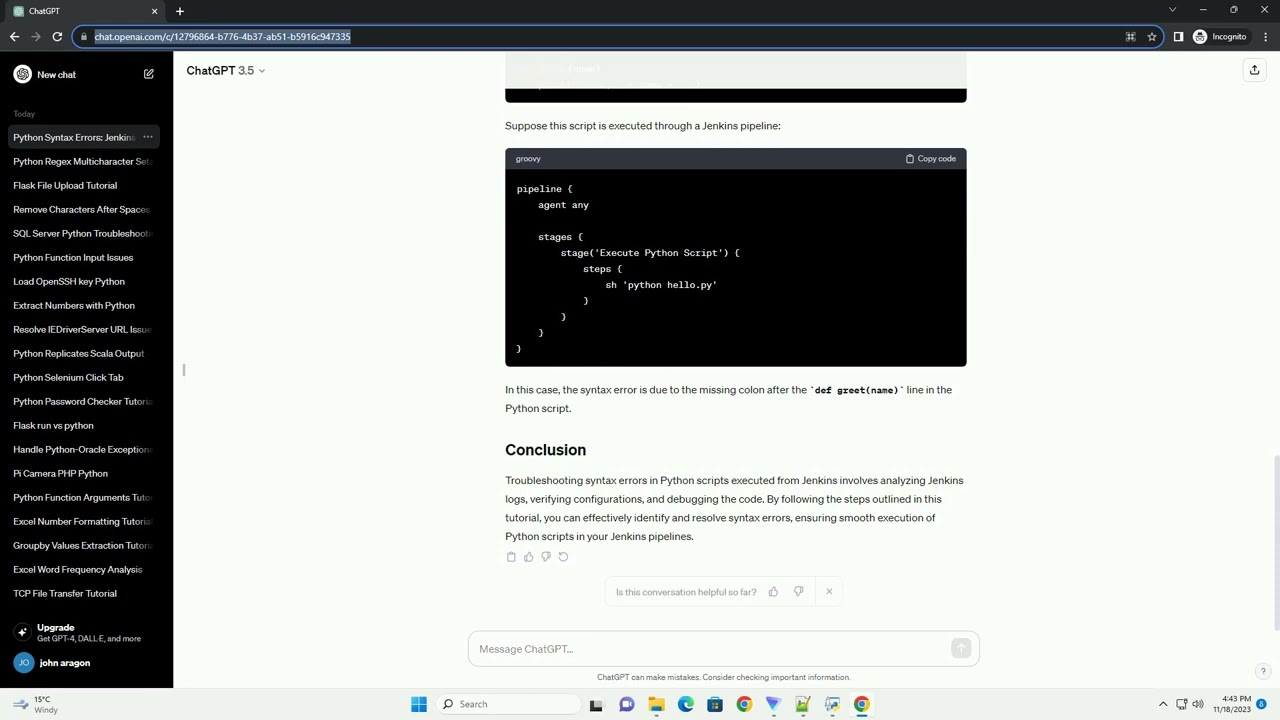 Python script gives Syntax error while running it from Jenkins
