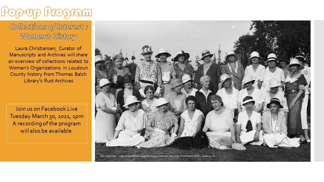 Thomas Balch Library Pop Up Program Collection Insight:  Women's Organizations