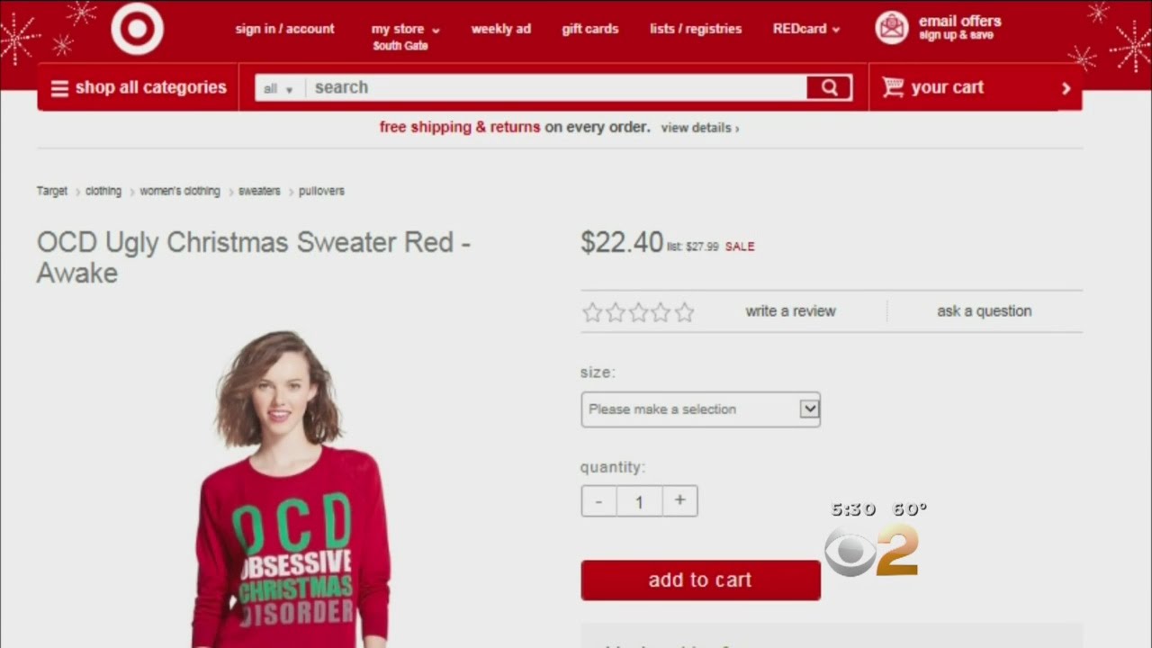 Some Upset Over 'Obsessive Christmas Disorder' Sweater Being Sold At Target