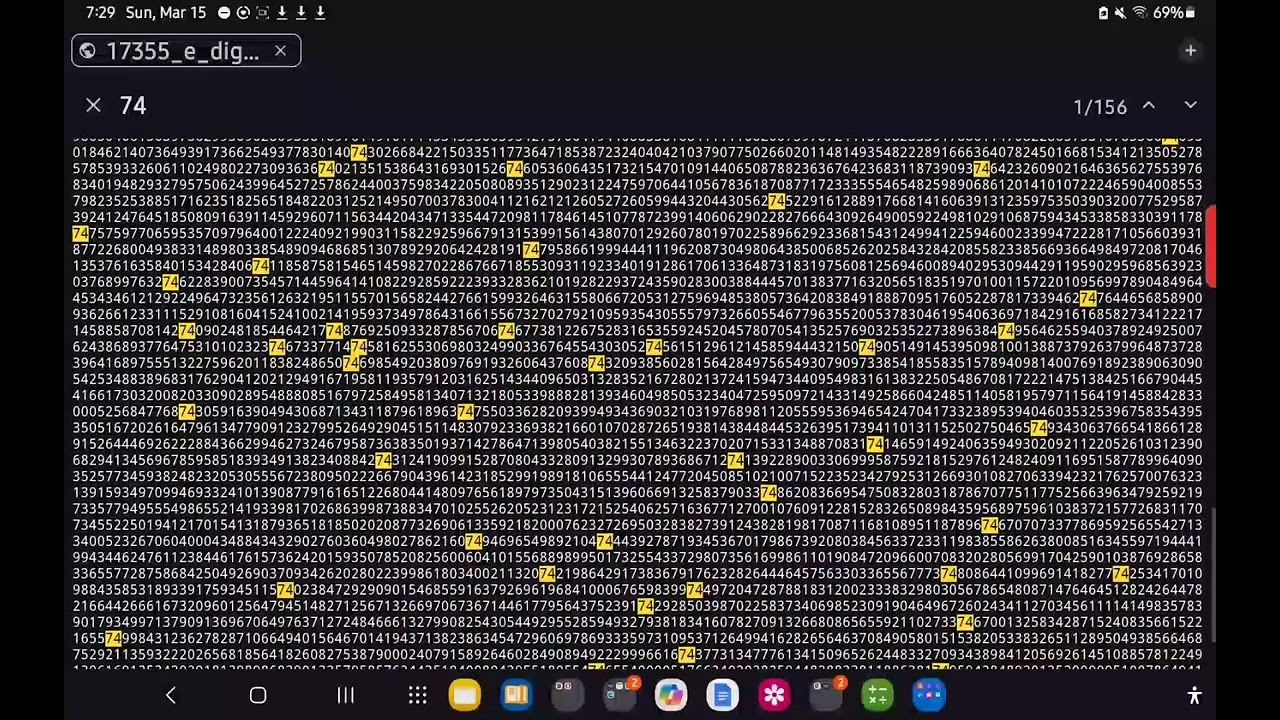 17,355 digits of Euler's Number with every 