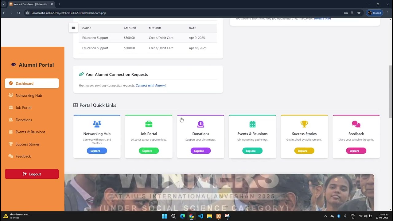 Project Showcase: Fully Functional Alumni Web Portal for College Project