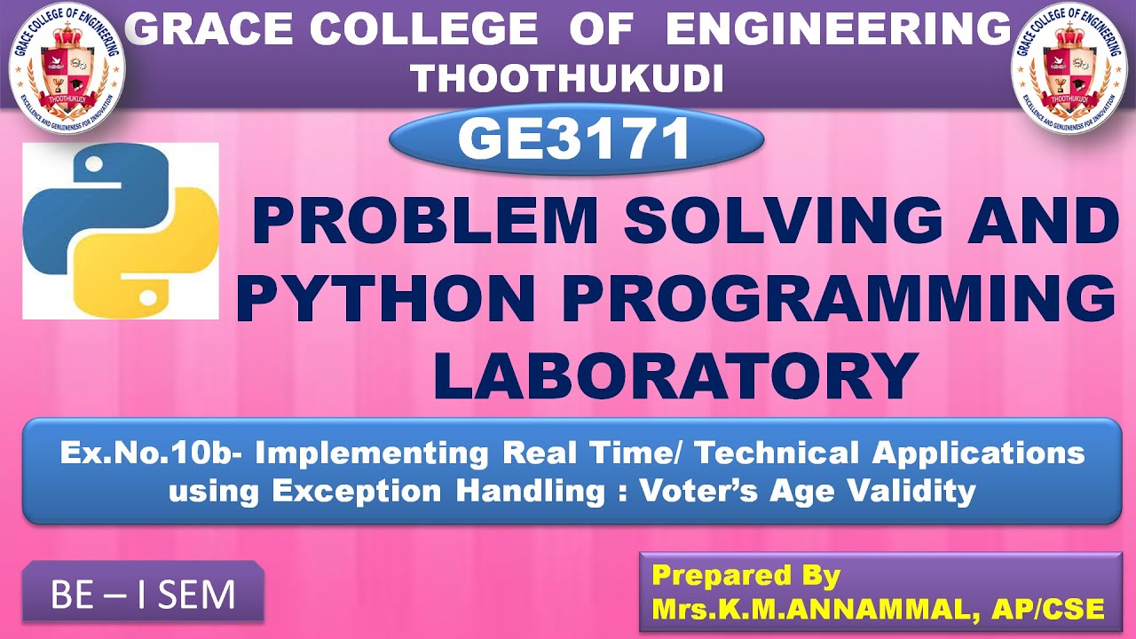 GRACE COE- GE3171- PROBLEM SOLVING AND PYTHON PROGRAMMING –Ex.No.10b -  Voter’s Age Validity