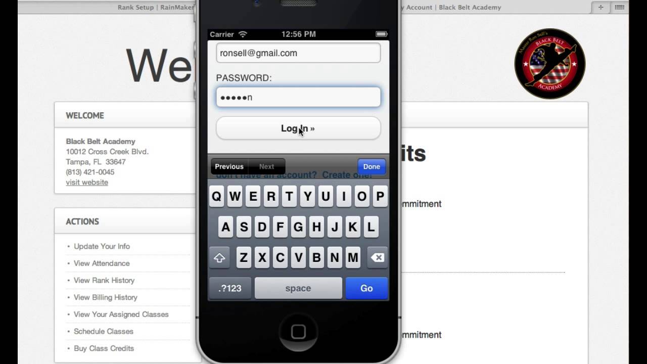 RainMaker Martial Arts Software Member Portal