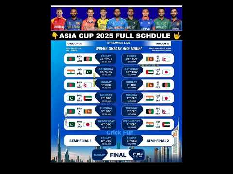 Asia Cup 2025 Full Schedule | #asiacup2025 #schedule