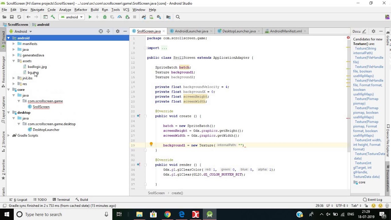How to make a background image scroll infinitely in LibGdx android.