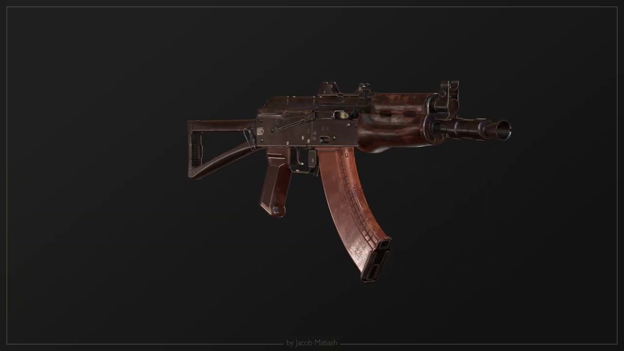 low-poly AKS-74U (PBR) Model for Game