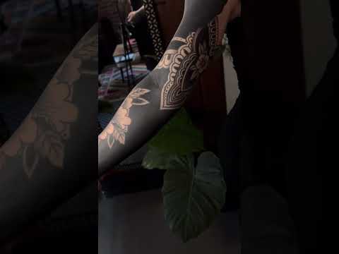 Blackout and floral sleeve #tattoo #art #tattoos #tattooart