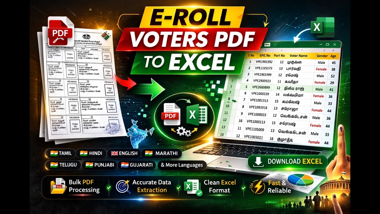 E-Roll Voters PDF to Excel | Electoral Roll Data Extraction Software