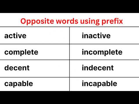 Prefix | opposite words with prefix | vocabulary |