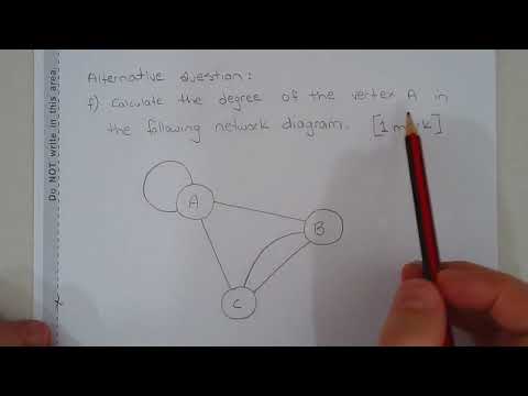 How to calculate the degree of a vertex in a network (sample exam question)