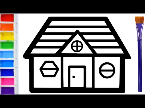 How to draw a Colorful House coloring page for kids drawing clipart #BeeArt