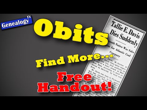 Obituaries: Finding Facts, Clues, Leads, Sources, and Research Questions in an Obituary