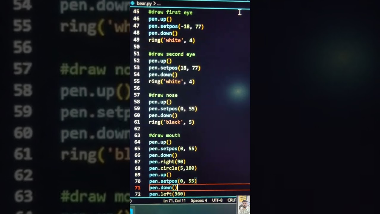Draw Panda face using turtle in Python. #python #programming #shorts