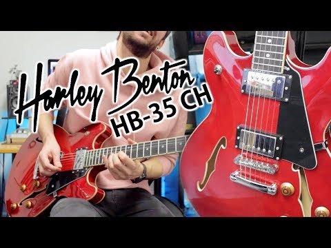 Left handed Harley Benton HB-35 Plus LH Cherry Flame Top | Reverb