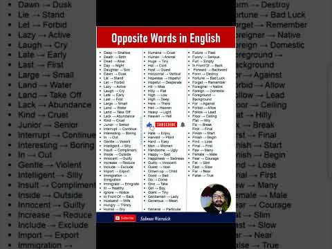 Opposite Words in English| Antonyms in English| Antonyms| Opposites #englishgrammar