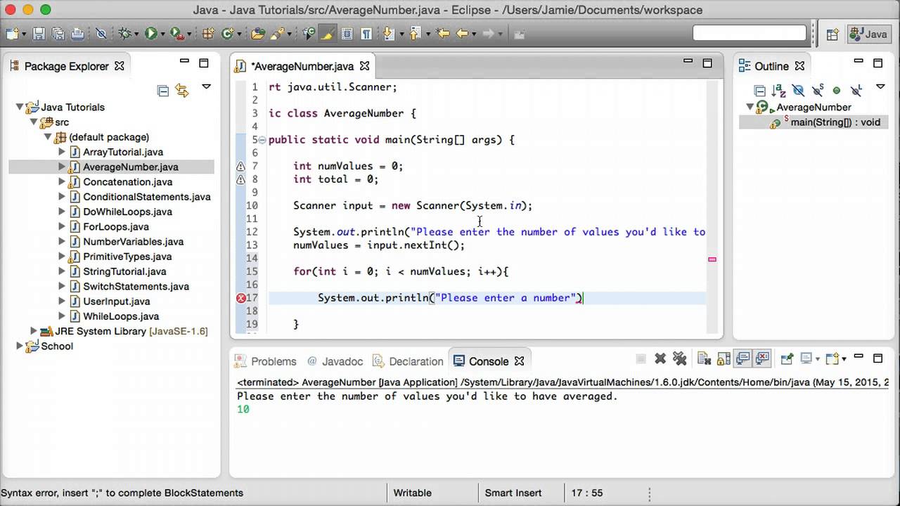Java Tutorial 13  - Number Averaging Program