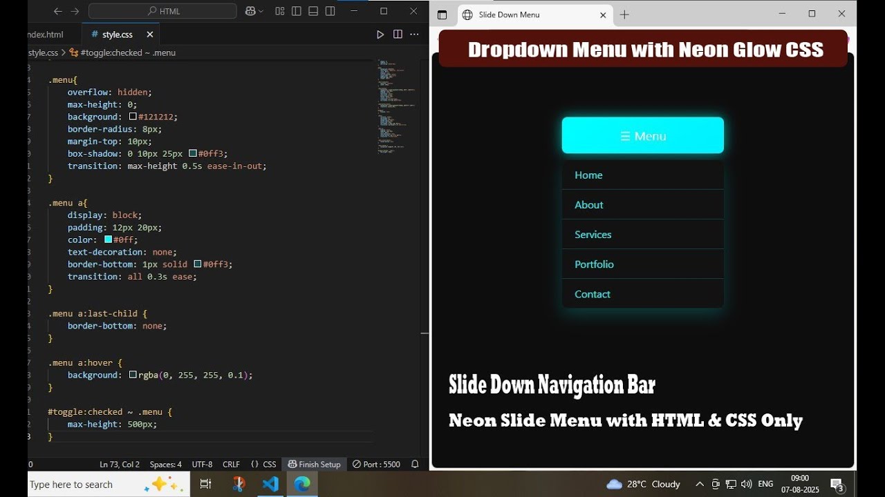 Slide-Down Menu Using Only HTML & CSS | No JavaScript Dropdown UI || Pure CSS