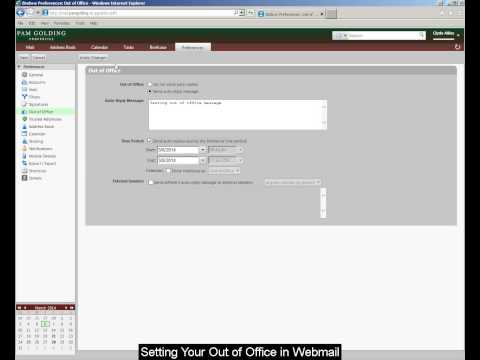Setting out of office in webmail