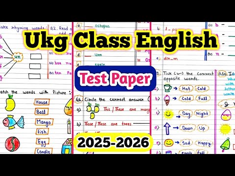 UKG English Worksheet | UKG English Question Paper | UKG English Test Paper|UKG @peehuandrudracorner