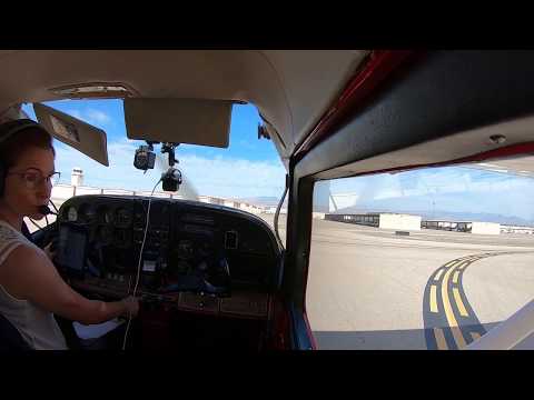 VFR final approach and taxi to Henderson Executive FBO (with ATC calls) KHND