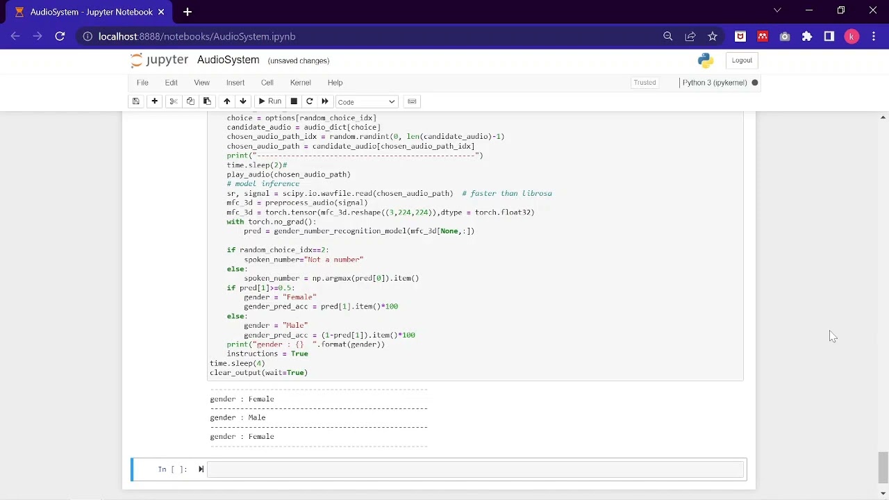 gender identification on speech command dataset