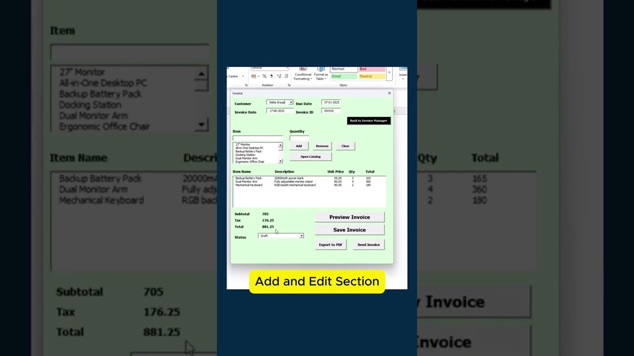 Build an Invoice Management System in Excel with VBA (Full Walkthrough)