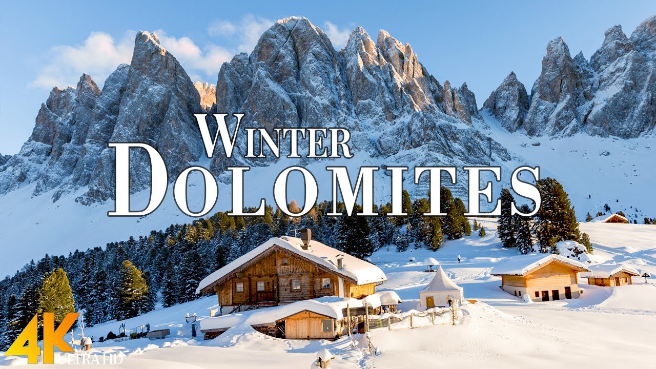 Winter Dolomites 4K Ultra HD • Stunning Footage Dolomites, Scenic Relaxation Film with Calming Music