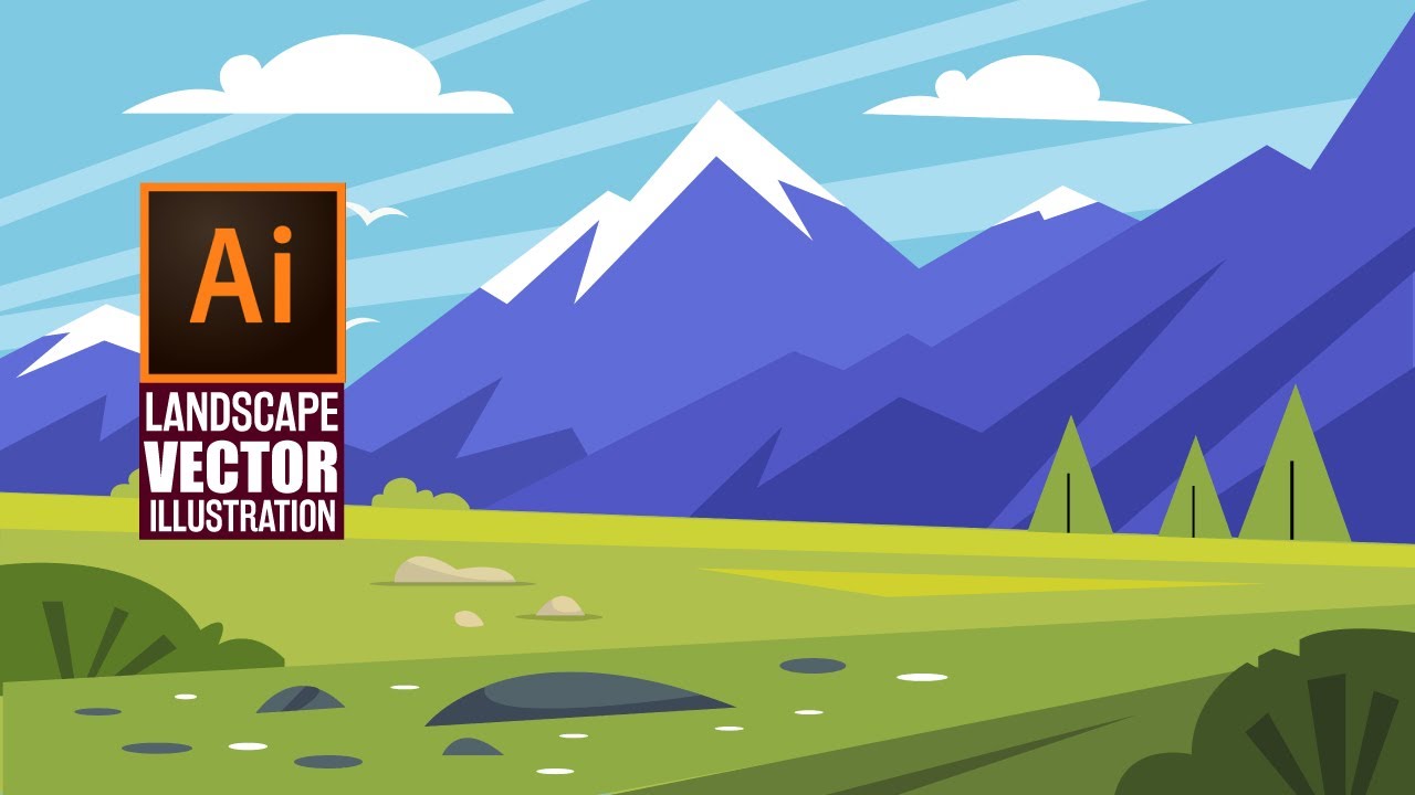 Adobe Illustrator CC Tutorial - How to Make a Mountain Landscape Design || Vector Art