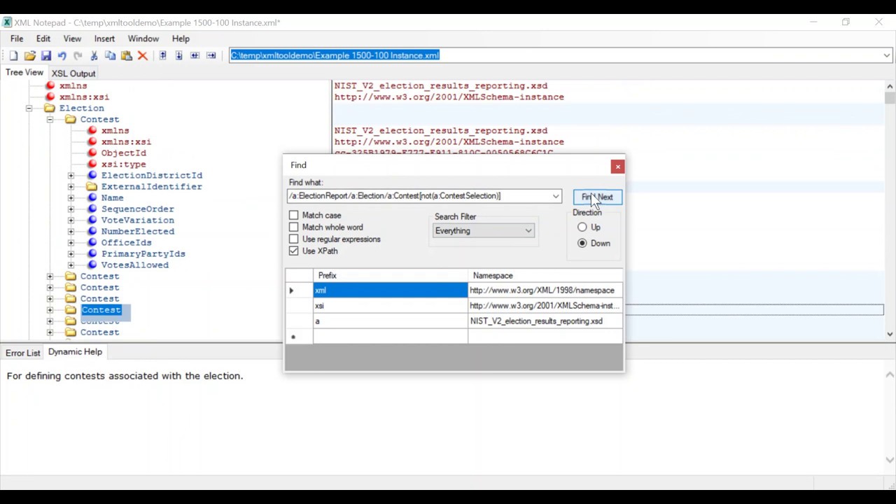 Features of XML Notepad