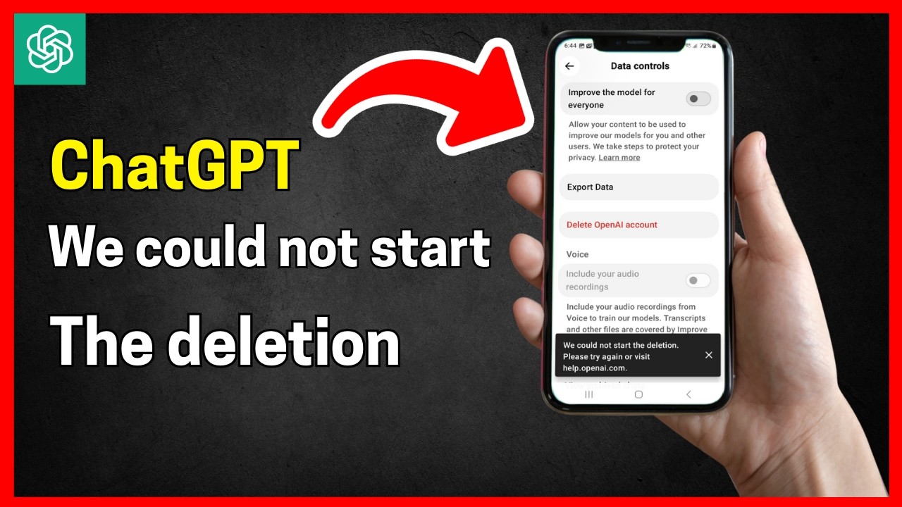 Fix ChatGPT: We could not start the deletion.