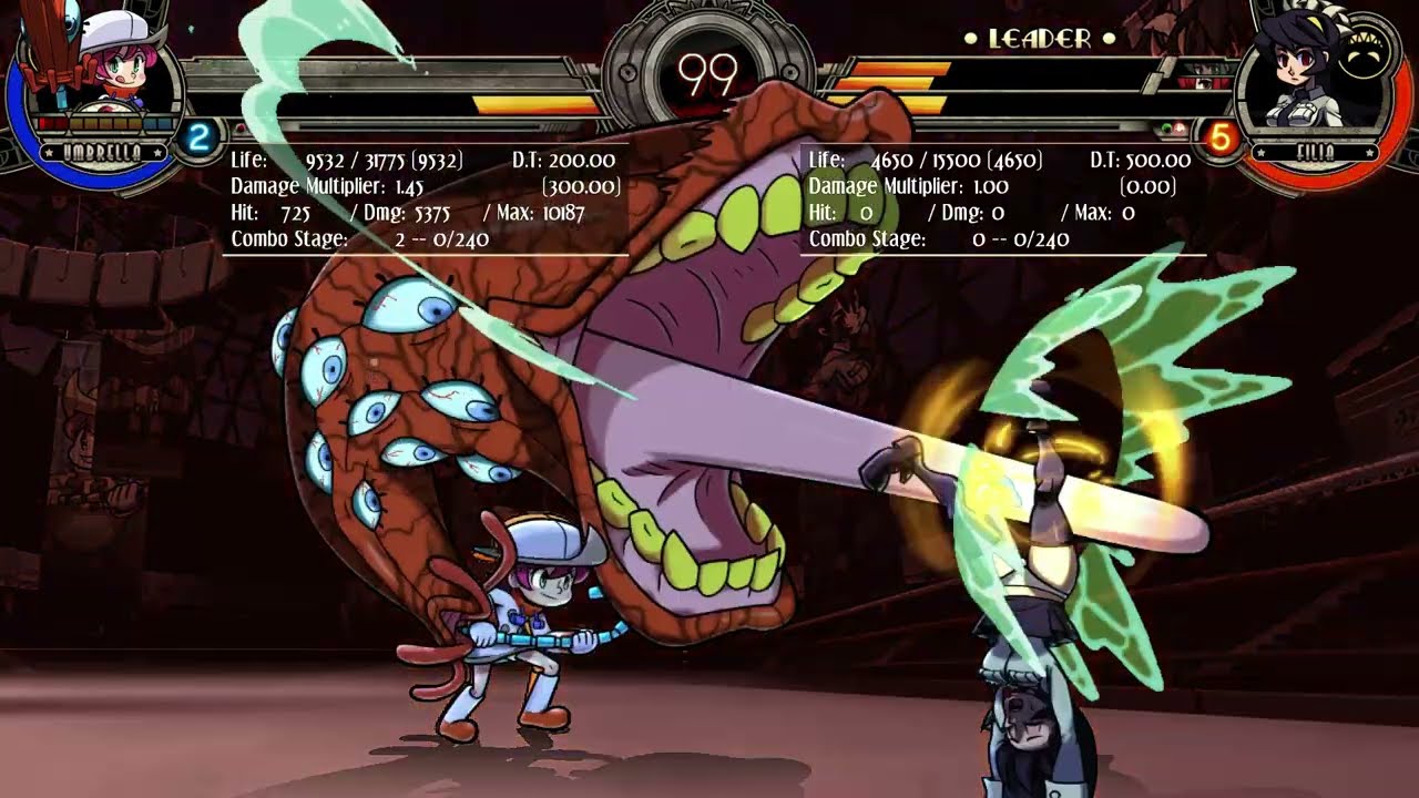 Testing out Umbrella's hungry attacks in Skullgirls