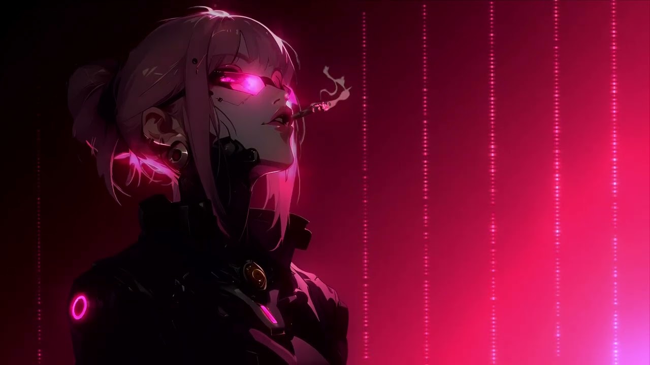 Cyberpunk Dream: The Smoking Cyborg Girl Anime 4k Live Wallpaper