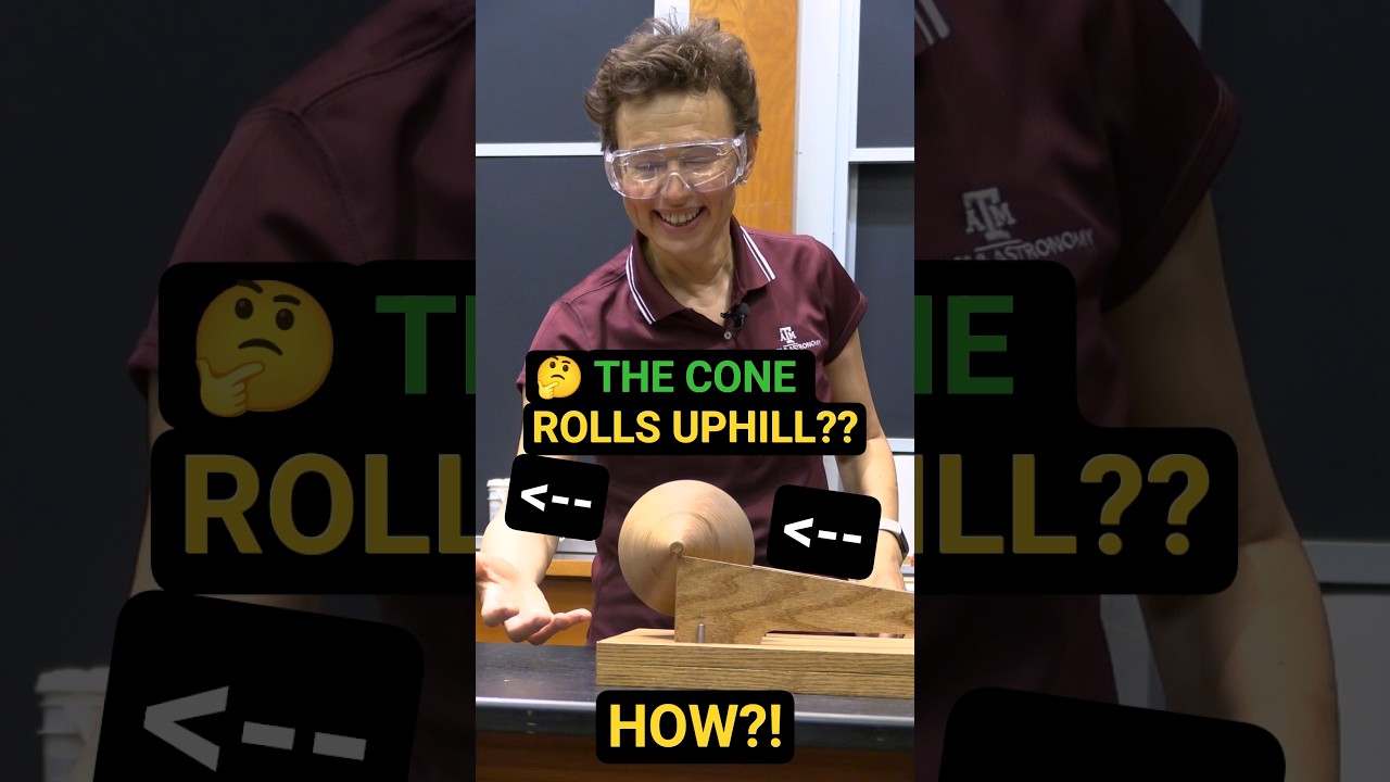 The cone rolls uphill? 🤯🤔 #shorts #DrTatiana #science