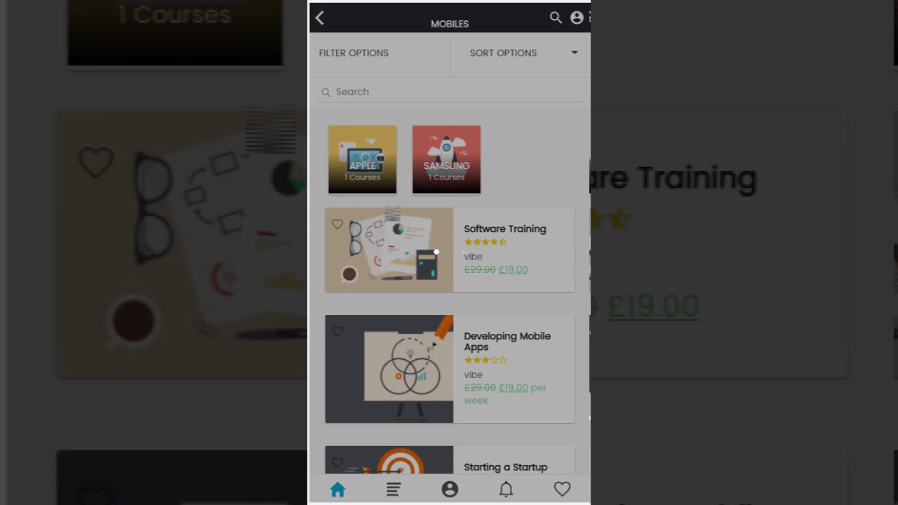WPLMS App Course categories