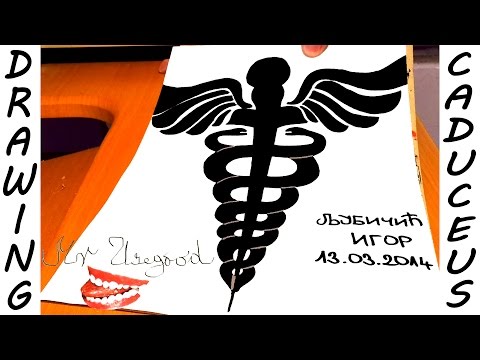 How to Draw CADUCEUS Logo EASY and color on paper | Medical Symbol | #MrUsegoodART