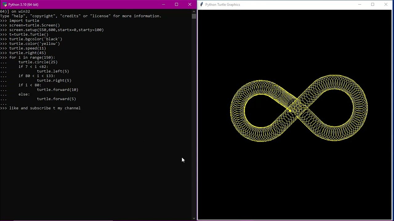 How to Create Infinity symbol using Python|Infinity ♾️ Symbol Drawn using Python |Python Turtle