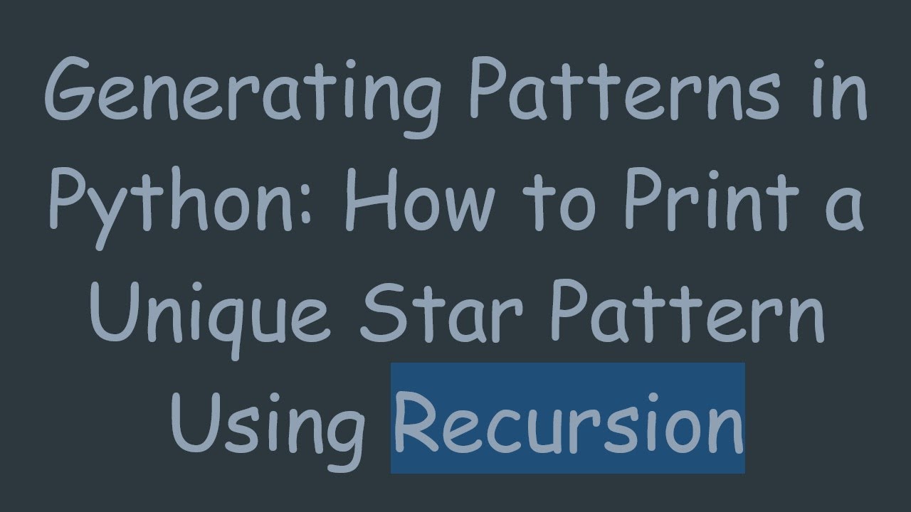 Generating Patterns in Python: How to Print a Unique Star Pattern Using Recursion