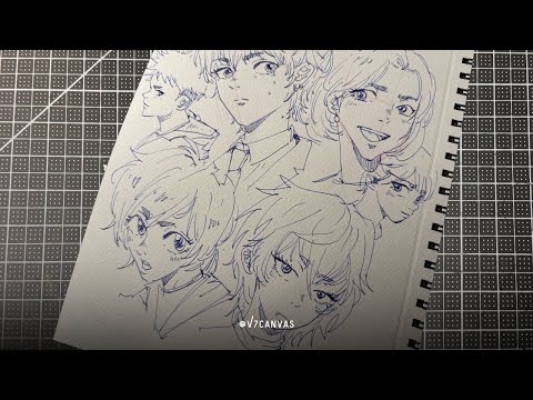 Draw anime with a blue fountain pen [Real time]