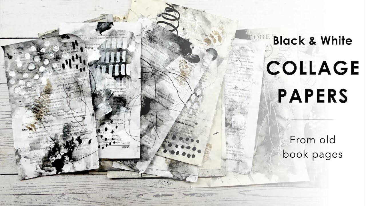 Black and White Inky Papers - From Old Book Pages